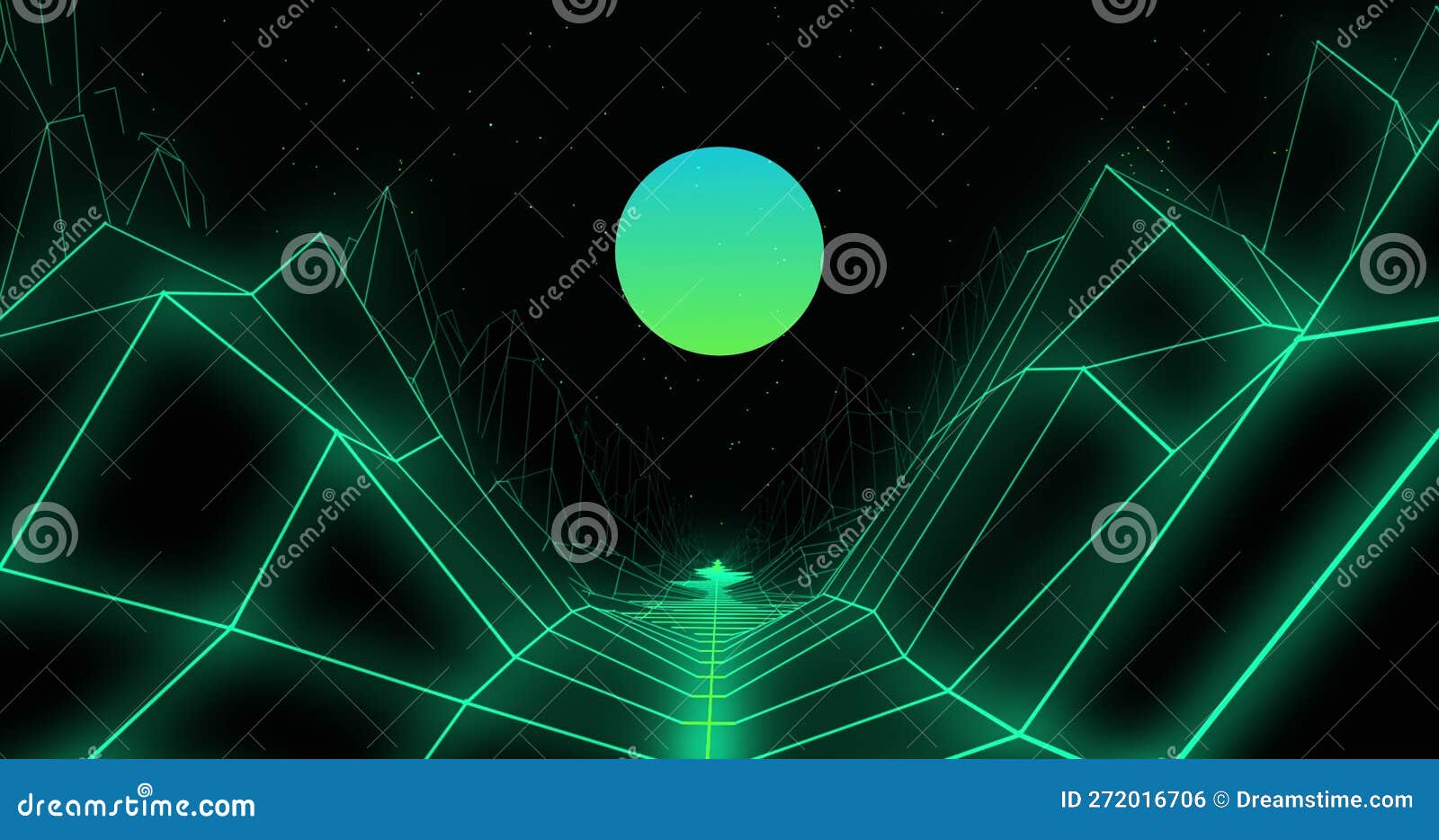Image of Metaverse with Digital Sun and Mountains on Black Background ...