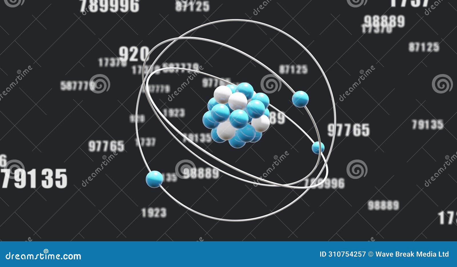 Image of Micro of Atom Models and Numbers Over Black Background Stock ...