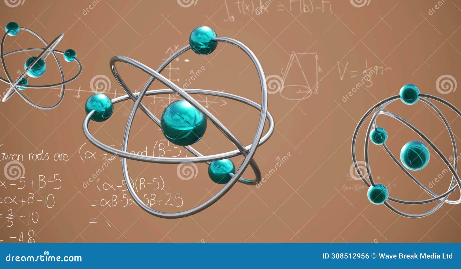 Image of Micro of Atom Models Over Mathematical Formulae on Blue ...