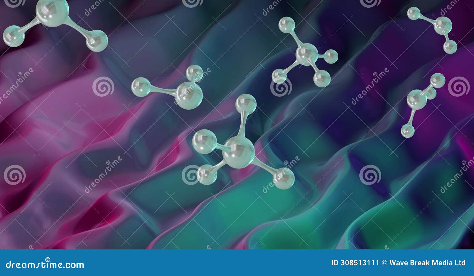 Image of Micro of Molecules Models and Light Trails Over Black ...