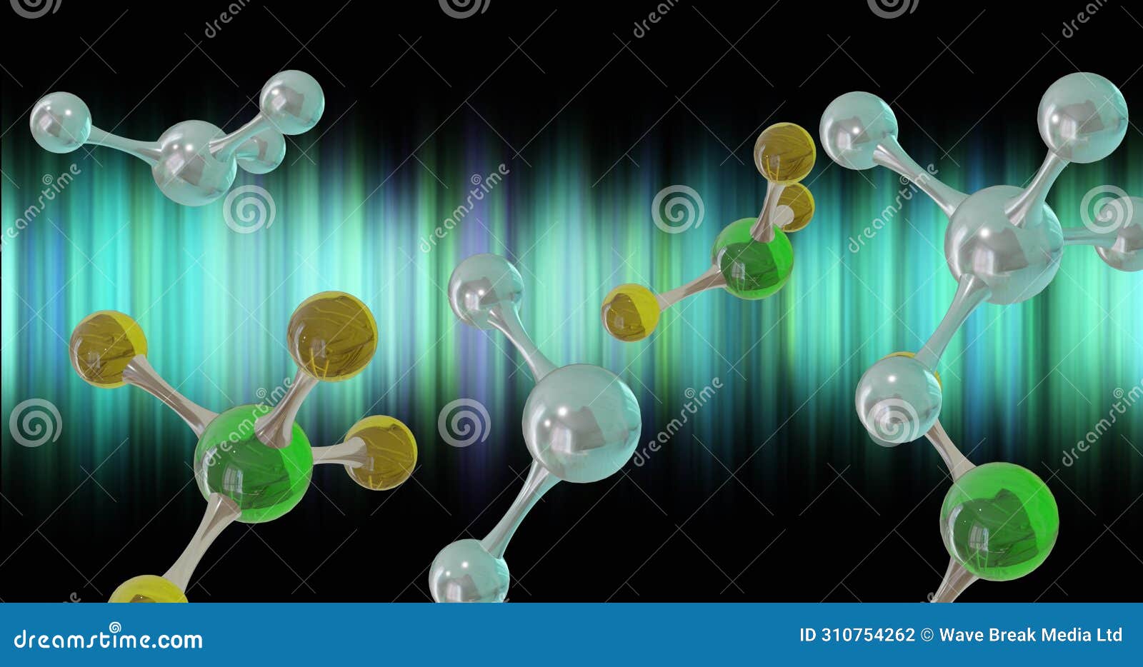 Image of Micro of Molecules Models and Light Trails Over Black ...
