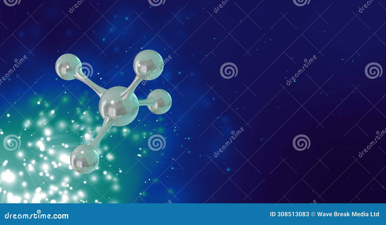 Image of Micro of Molecules Models and Light Trails Over Blue ...