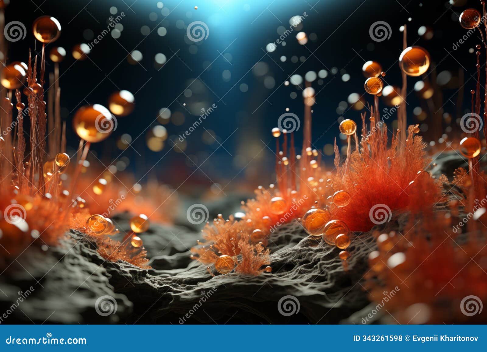 Image of a Microcosm, the Spread of Spores or Microscopic Droplets ...