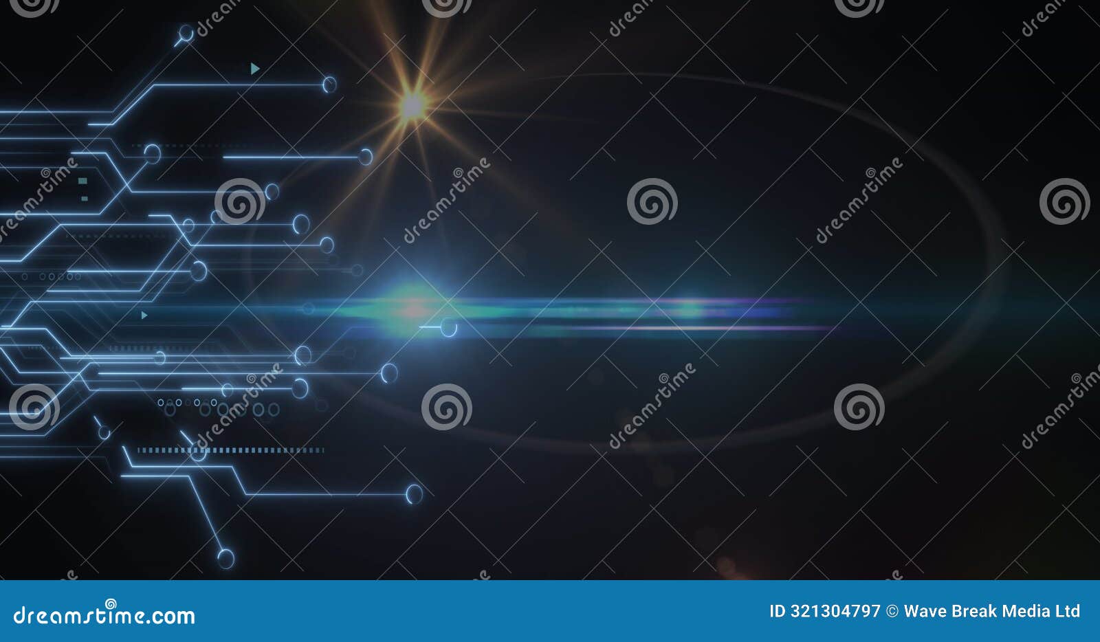 Image of Microprocessor Connections and Lens Flare Against Black ...