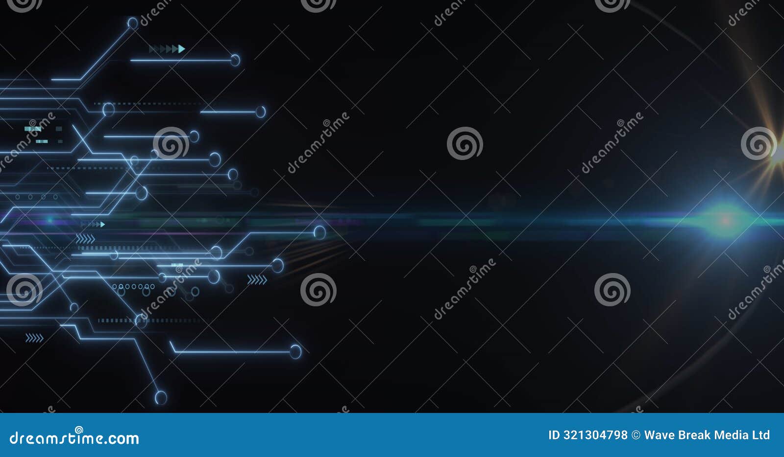Image of Microprocessor Connections and Lens Flare Against Black ...