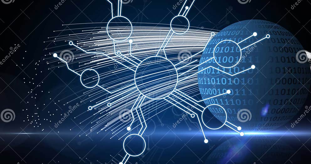 Image of Microprocessor Connections Over Binary Coding Over Globe ...