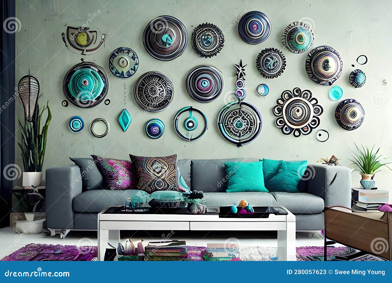 Image of the Mid-century until Modern Time Boho Living Room Decoration ...