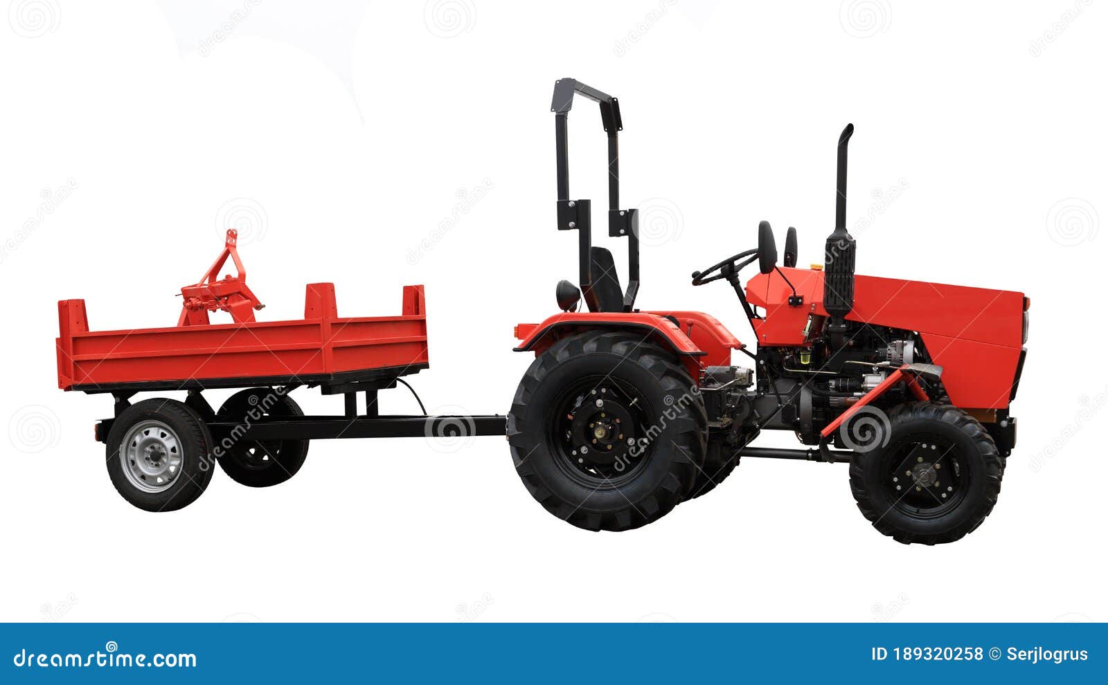 An Image of a Mini Tractor with a Tipping Trailer. Isolated Image Stock ...