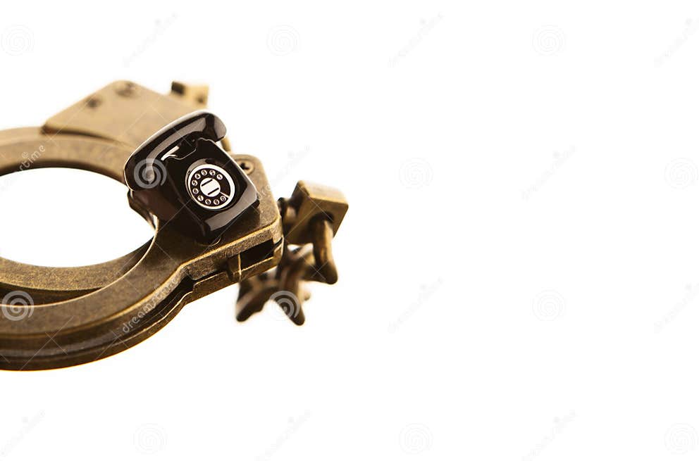 Image of Miniature Phone Handcuffs Stock Image - Image of addict, font ...