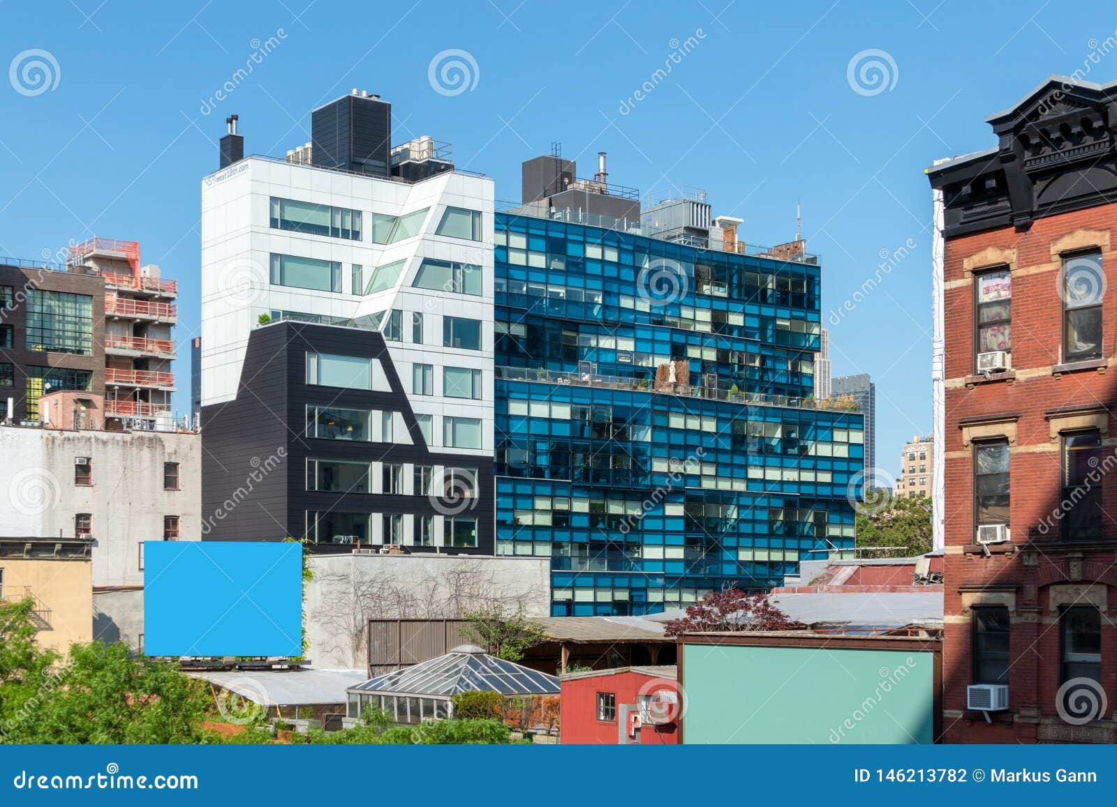 Modern New York Building stock photo. Image of glass - 146213782