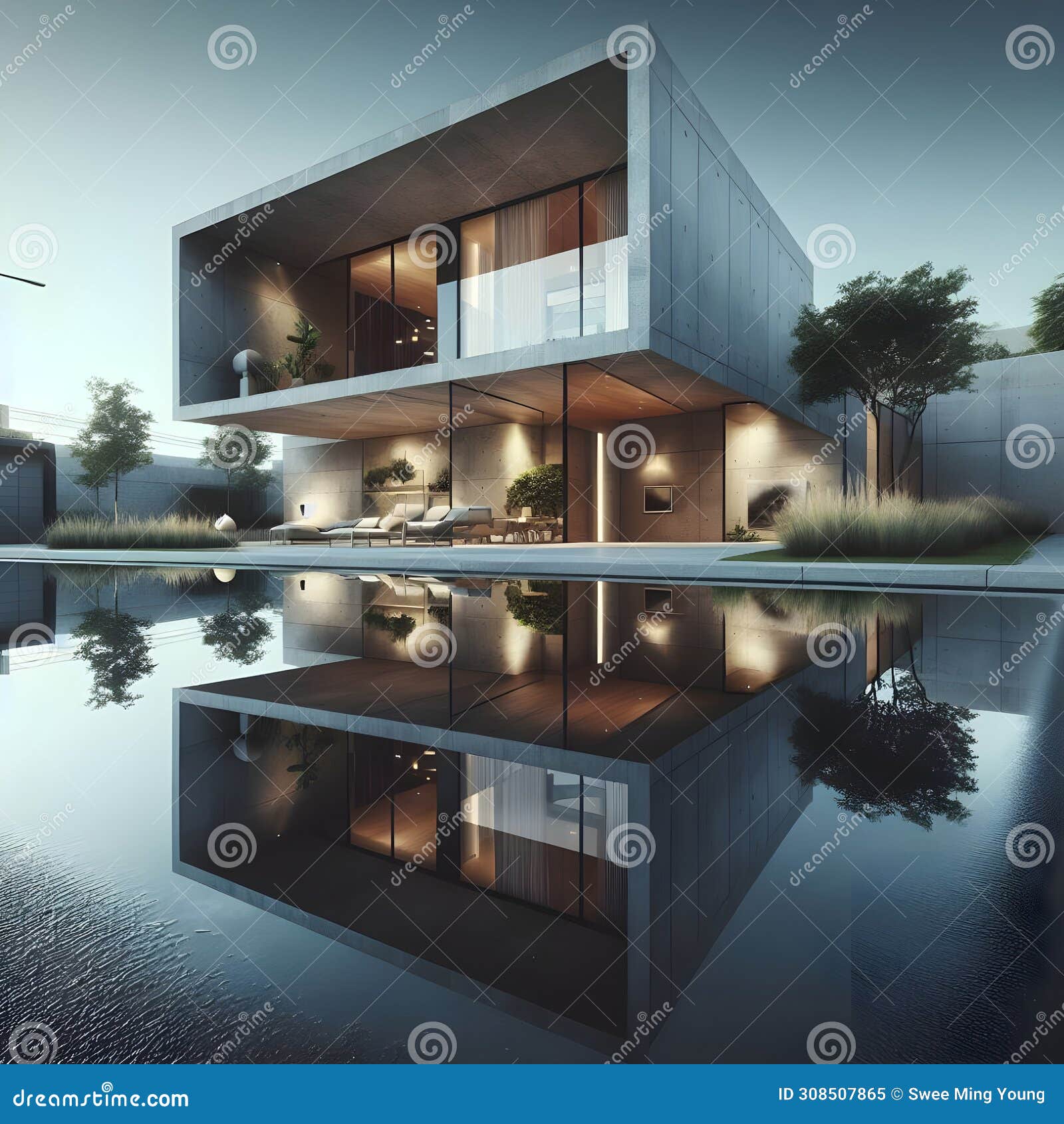 Image of Modern Building Structure Reflection Flawlessly Captured ...