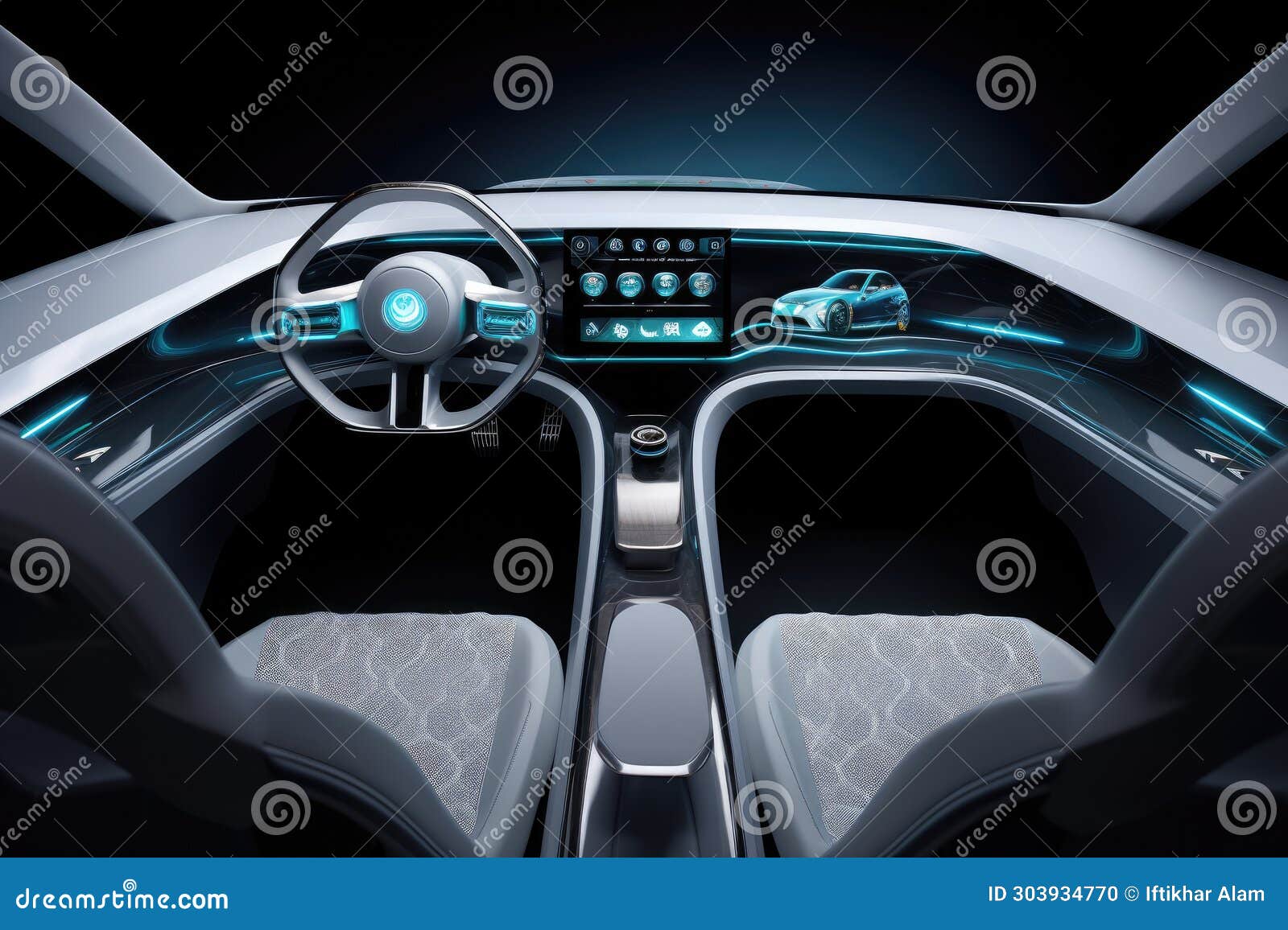 An Image of a Modern Car with an Advanced Design Featuring a Steering ...