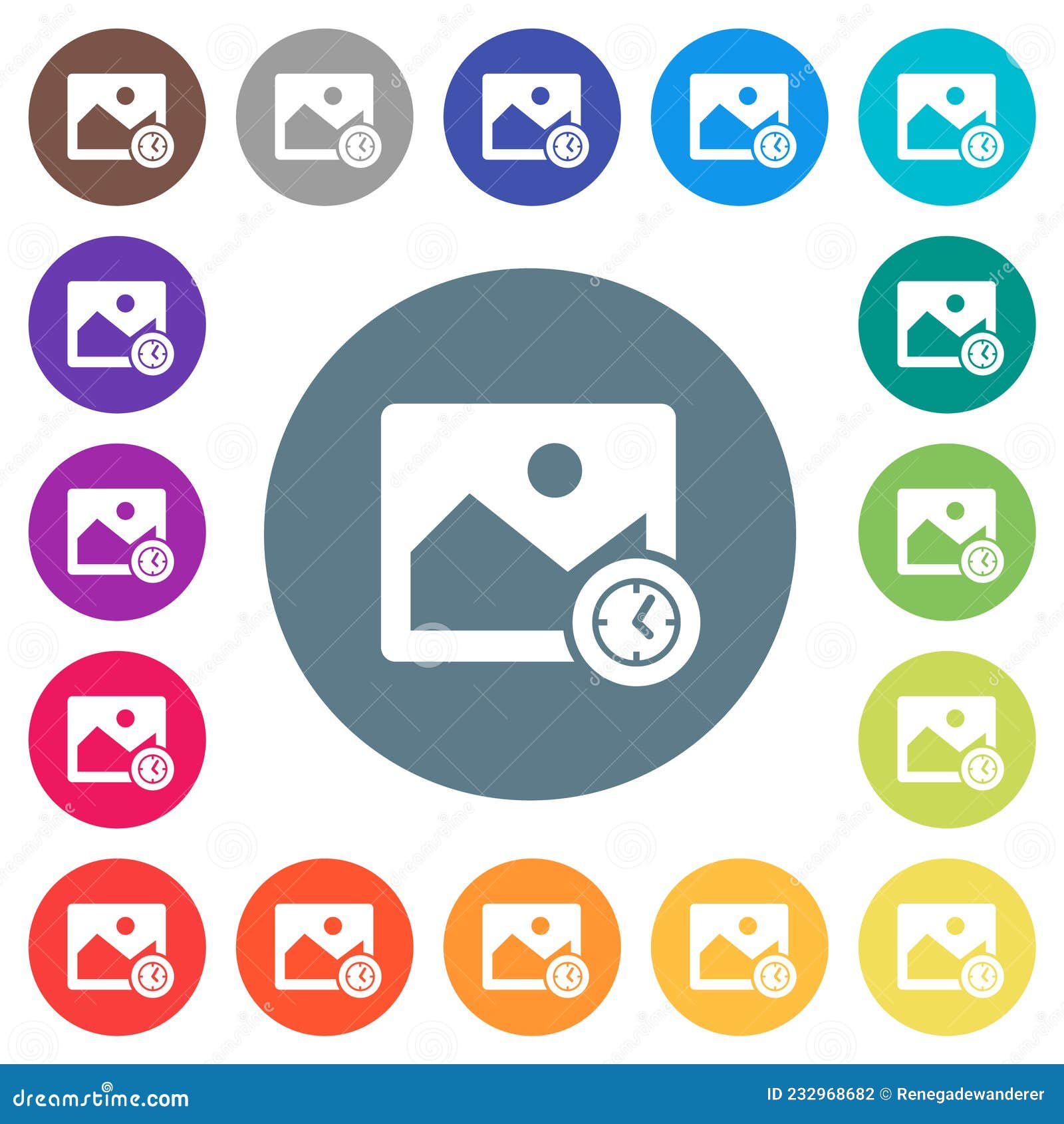 Image Modified Time Alternate Flat White Icons on Round Color ...