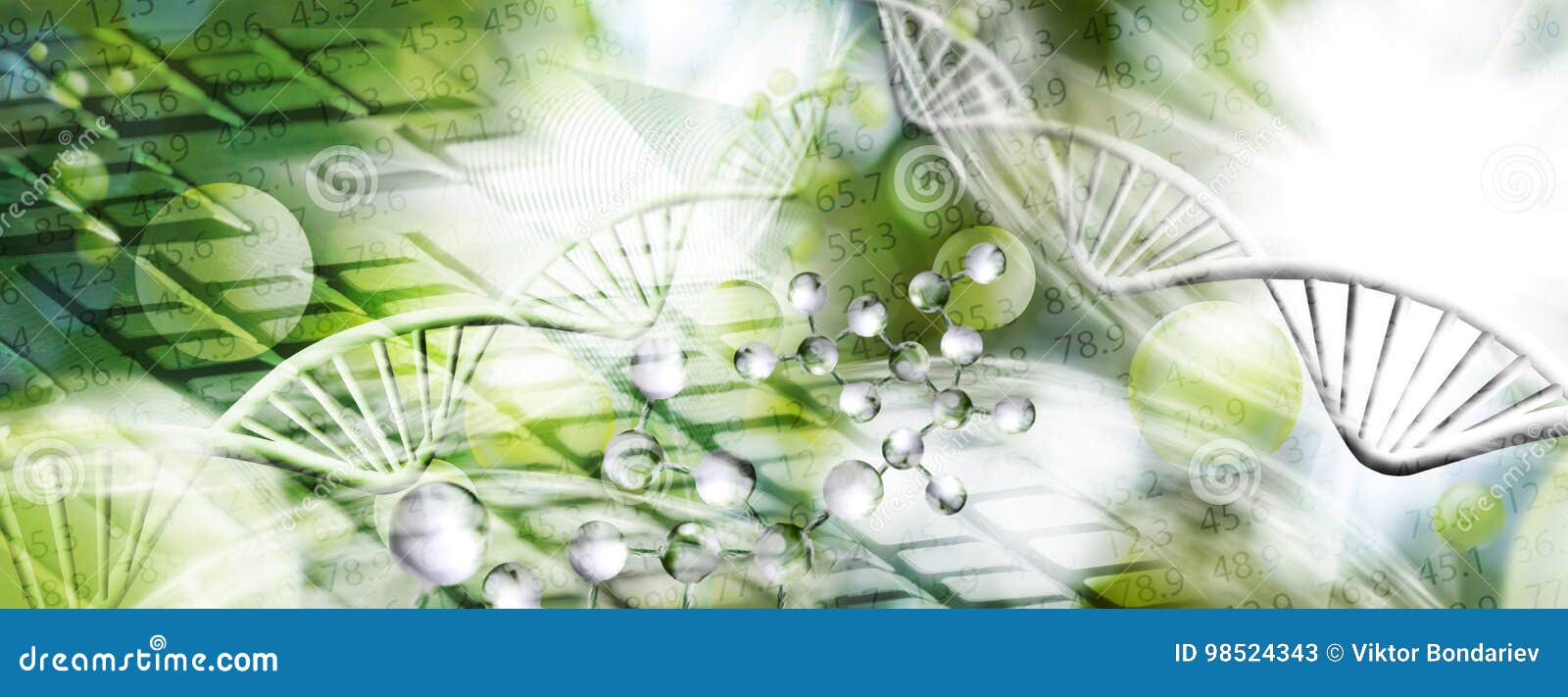 Image of Molecular Structure and Chain of Dna on a Green Background ...