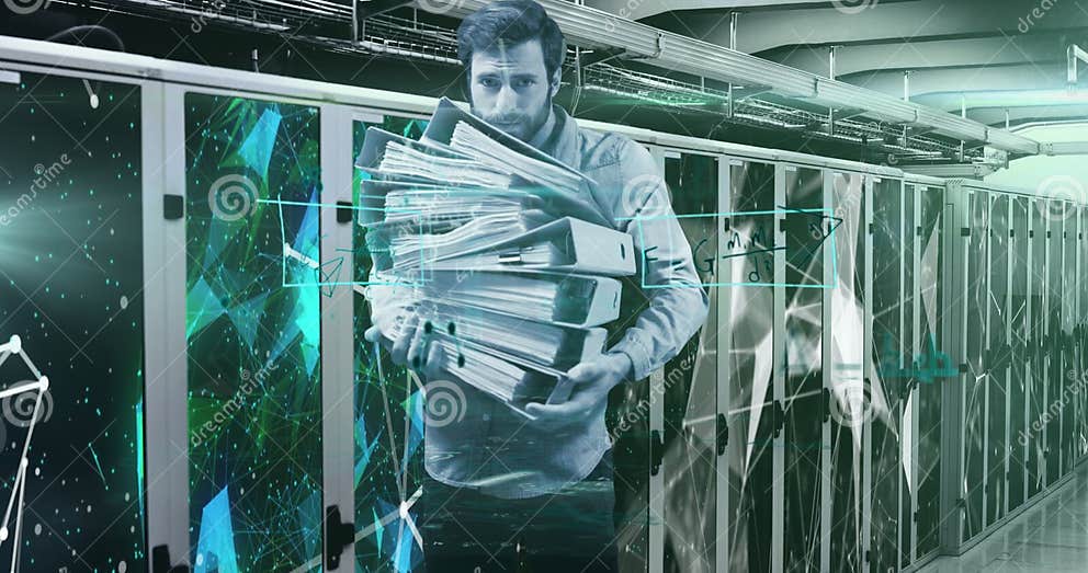 Image of Molecules, Connections and Light Moving Over Portrait of ...