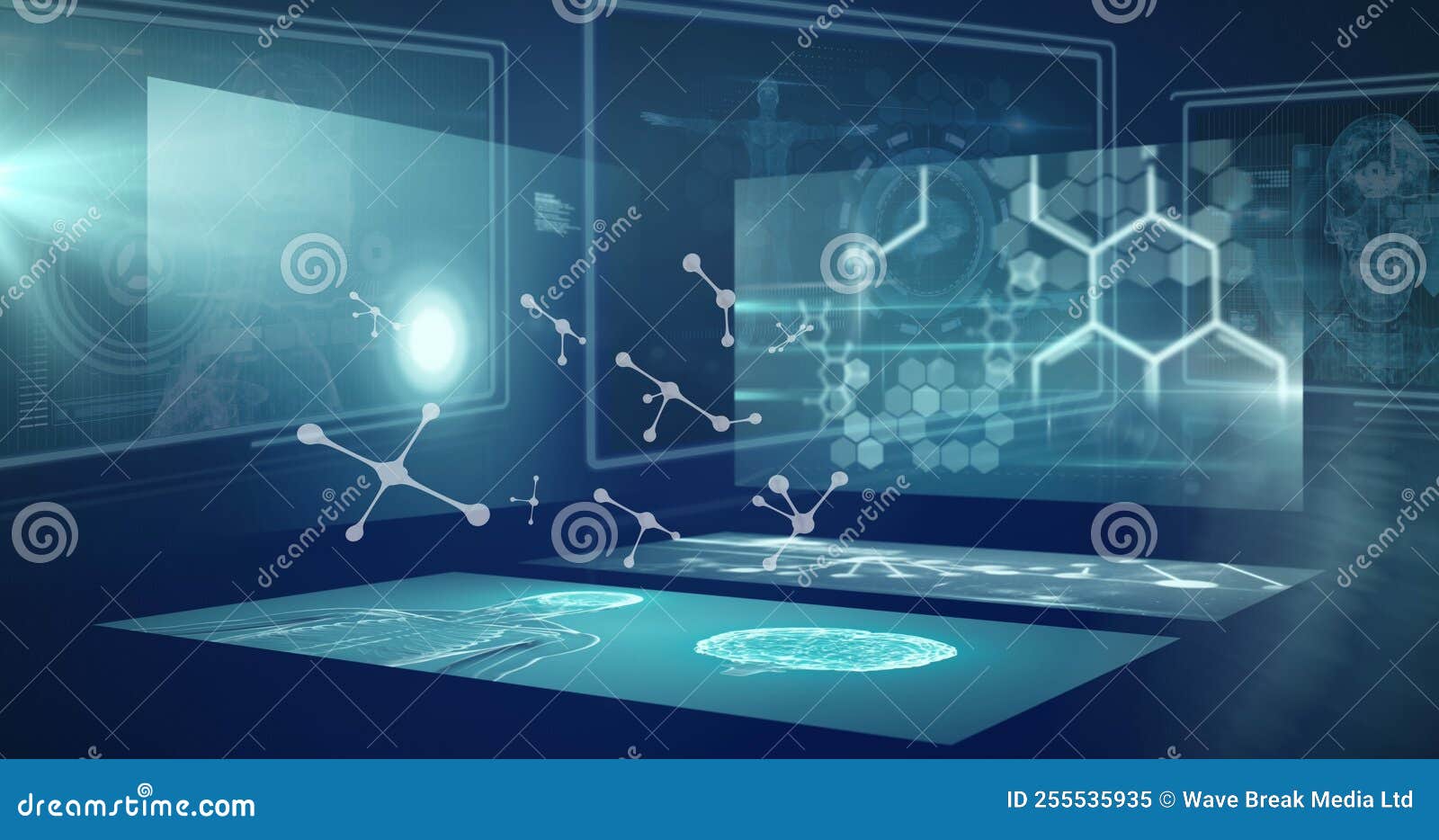 Image of Molecules and Data Processing Over Digital Screens Stock ...