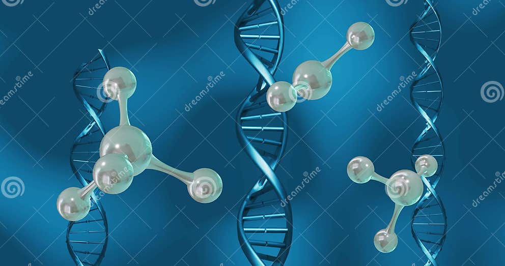 Image of Molecules Moving Over Dna Strands Spinning Stock Image - Image ...