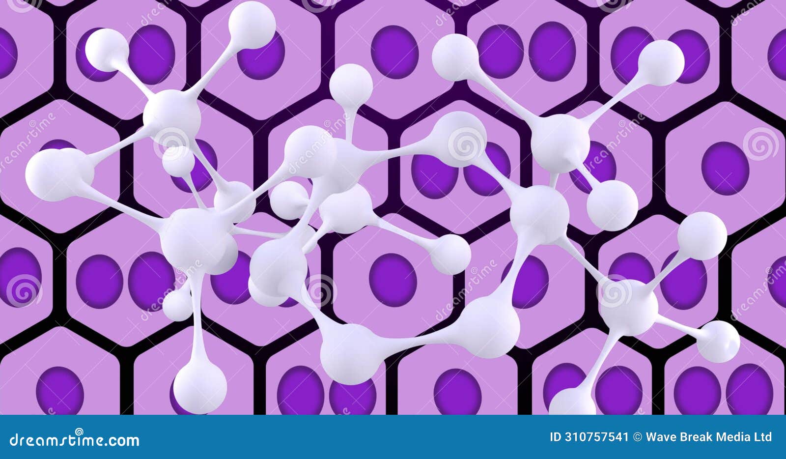 Image of Molecules Over Violet Cells on Black Background Stock Image ...