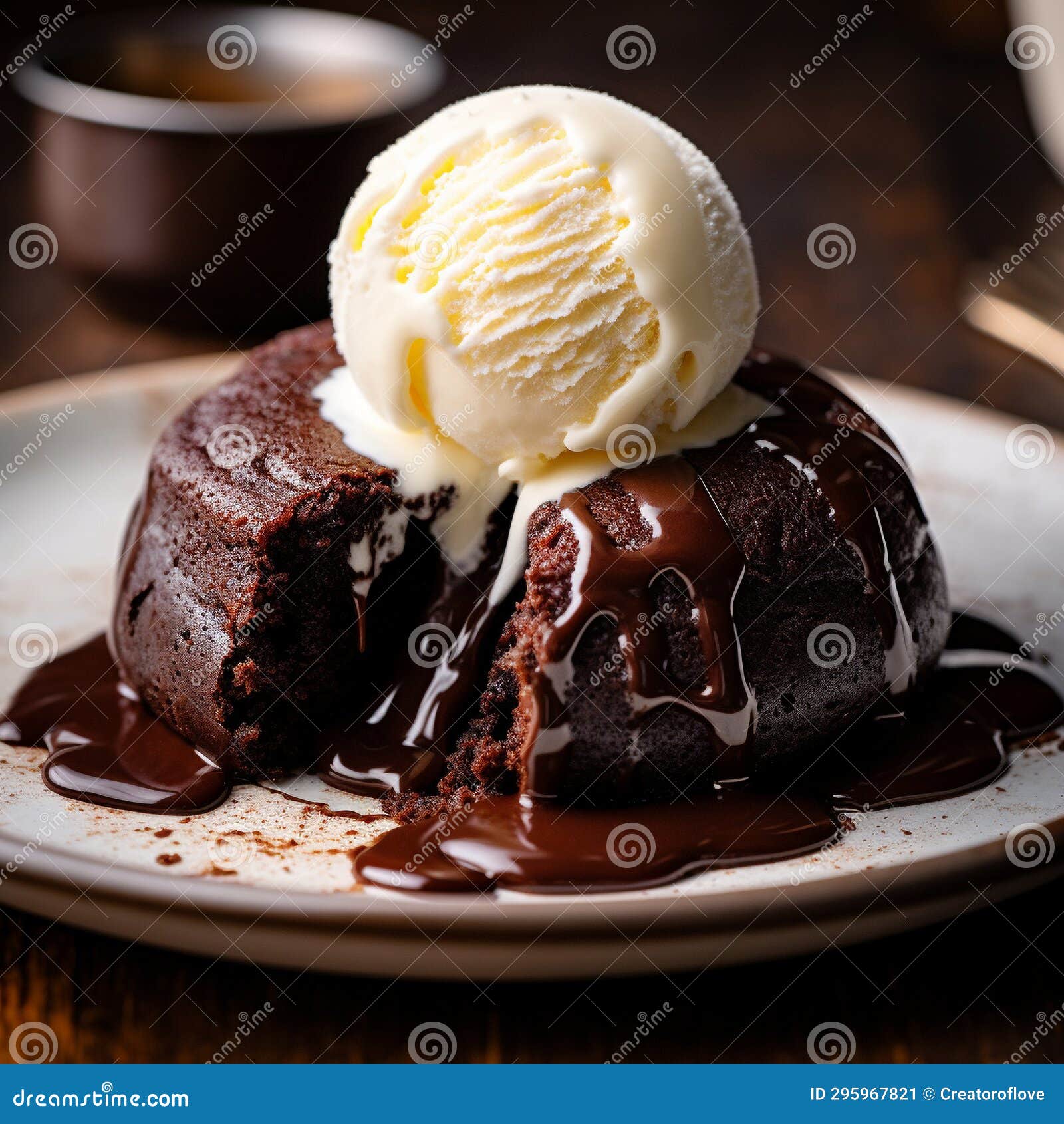 Image Of A Molten Chocolate Lava Cake | CartoonDealer.com #295967821
