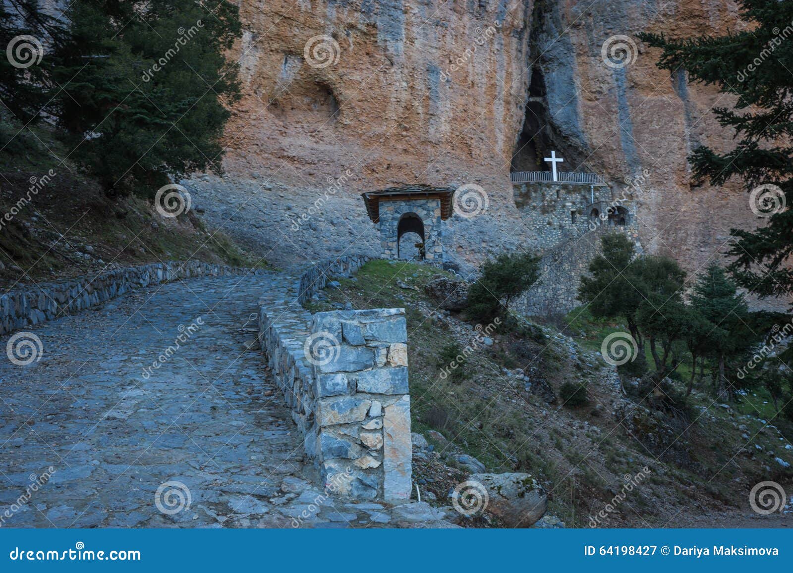 Image of the Monastery on Lake Doxa Stock Image - Image of orthodox ...