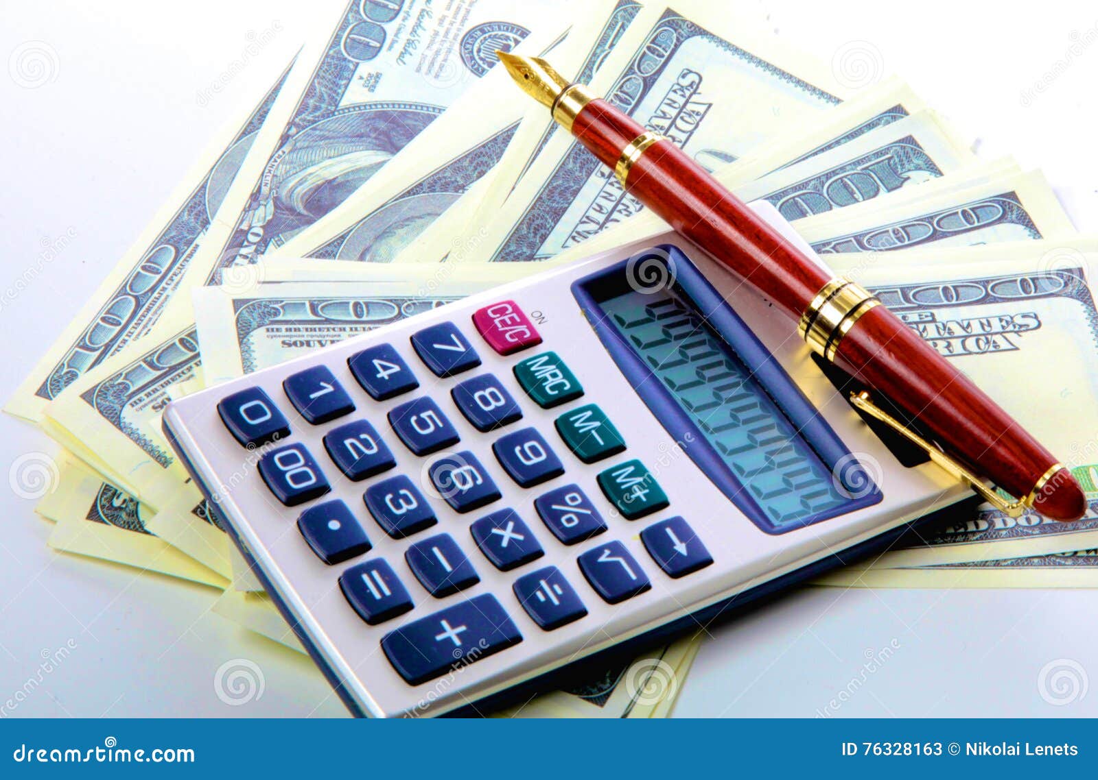 Image the Money with Calculator and Financial Tables Numbers Stock ...