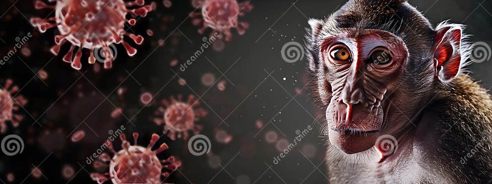 Image of Monkey Surrounded by Monkeypox Virus. Concept of Infection ...