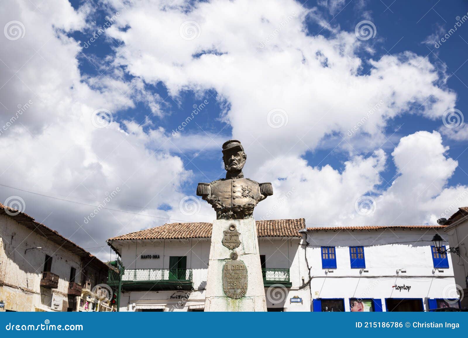 Image of Monument of a Peruvian Hero from Cusco. Sculpture in a Park in ...