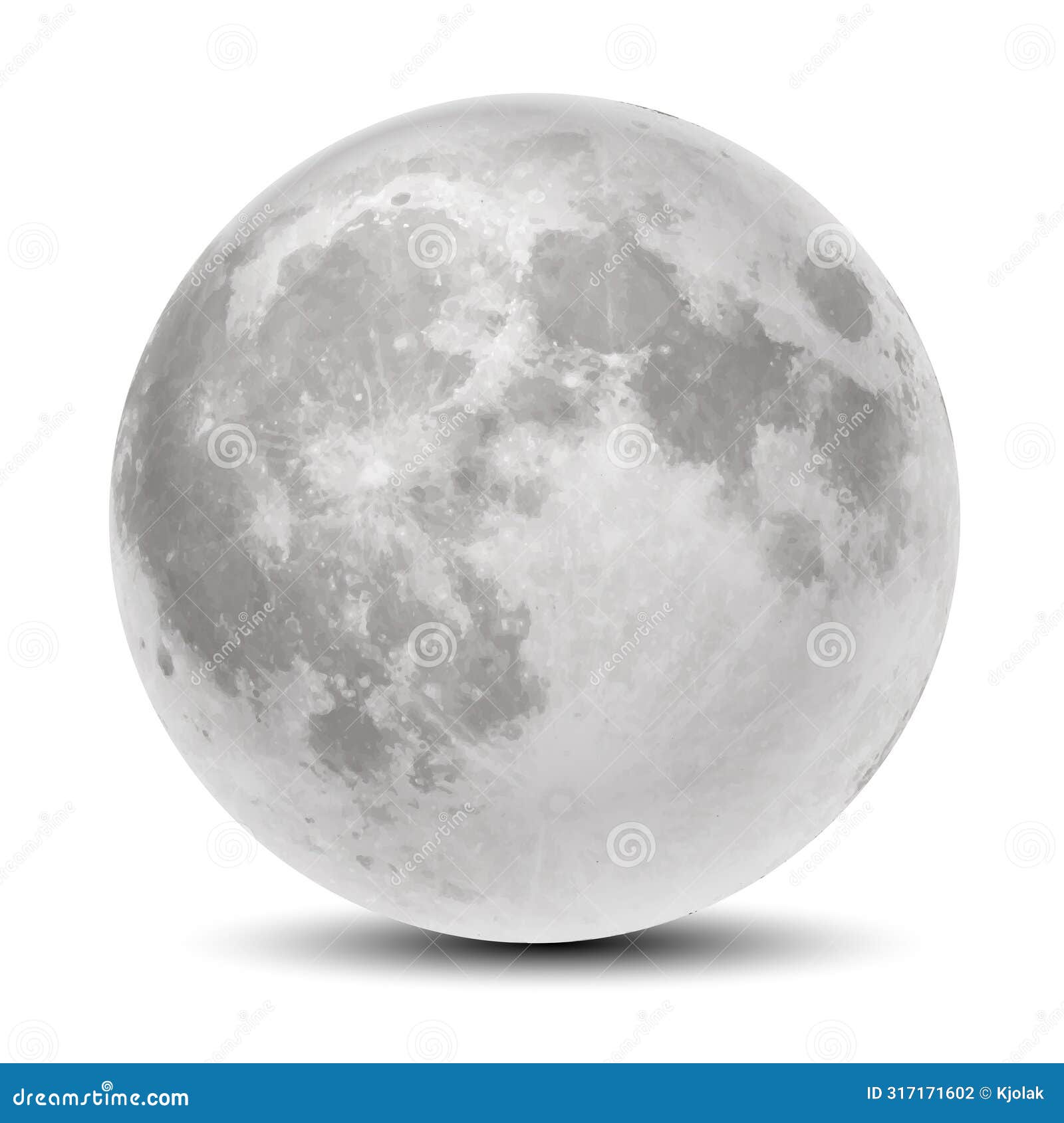 Image of the Moon on a White Background. Realistic Illustration Stock ...