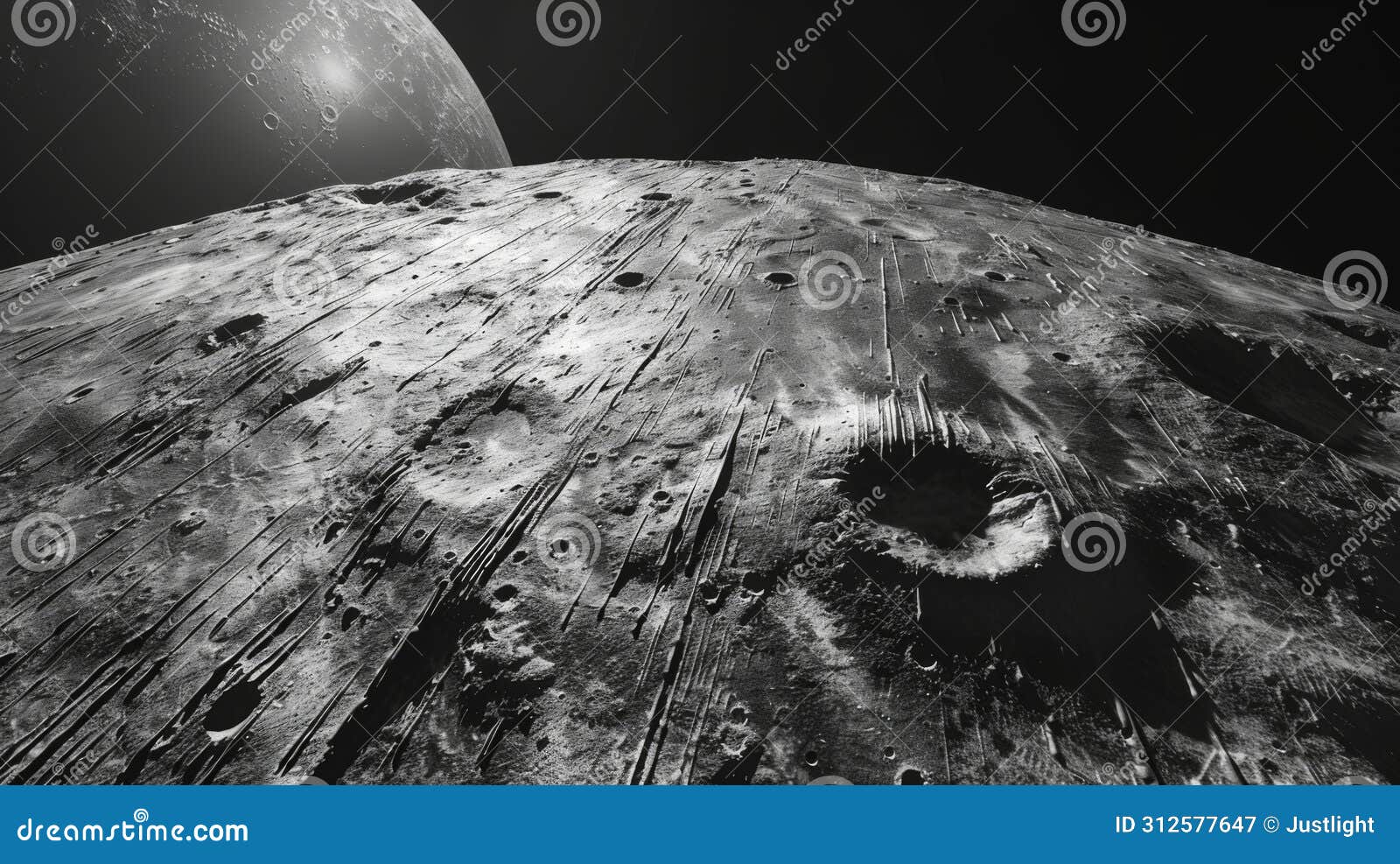 An Image of a Moonlike Surface Covered in Dark Pockmarks from Meteor ...