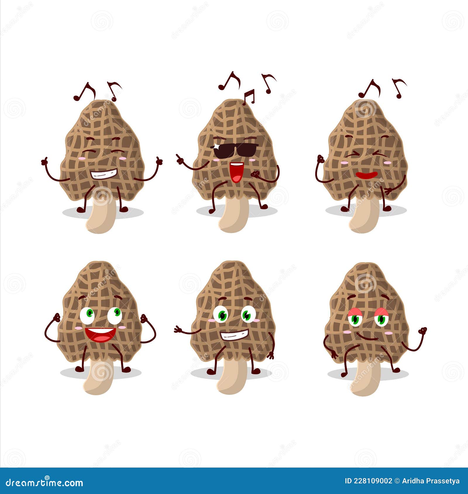 An Image of Morel Dancer Cartoon Character Enjoying the Music Stock ...
