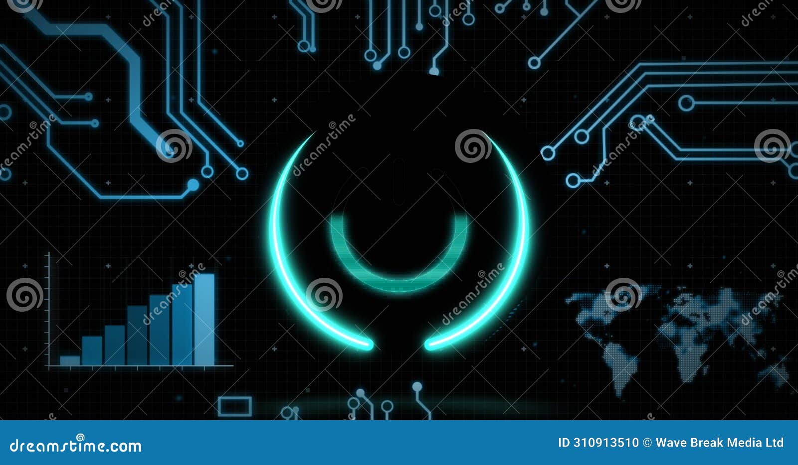Image of Motherboard and Data Loading Start Up Symbol on Interface with ...