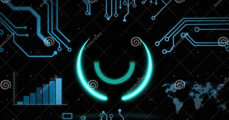 Image of Motherboard and Data Loading Start Up Symbol on Interface with ...