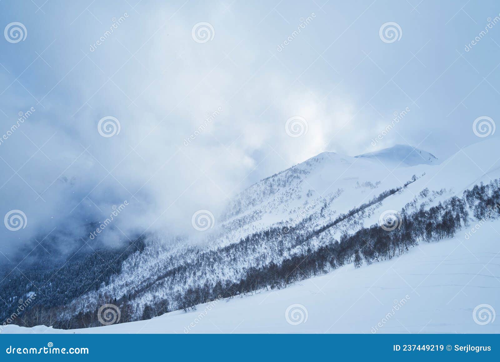 Mountain Covered with a Snow Cloud Stock Image - Image of chasm, cliff ...
