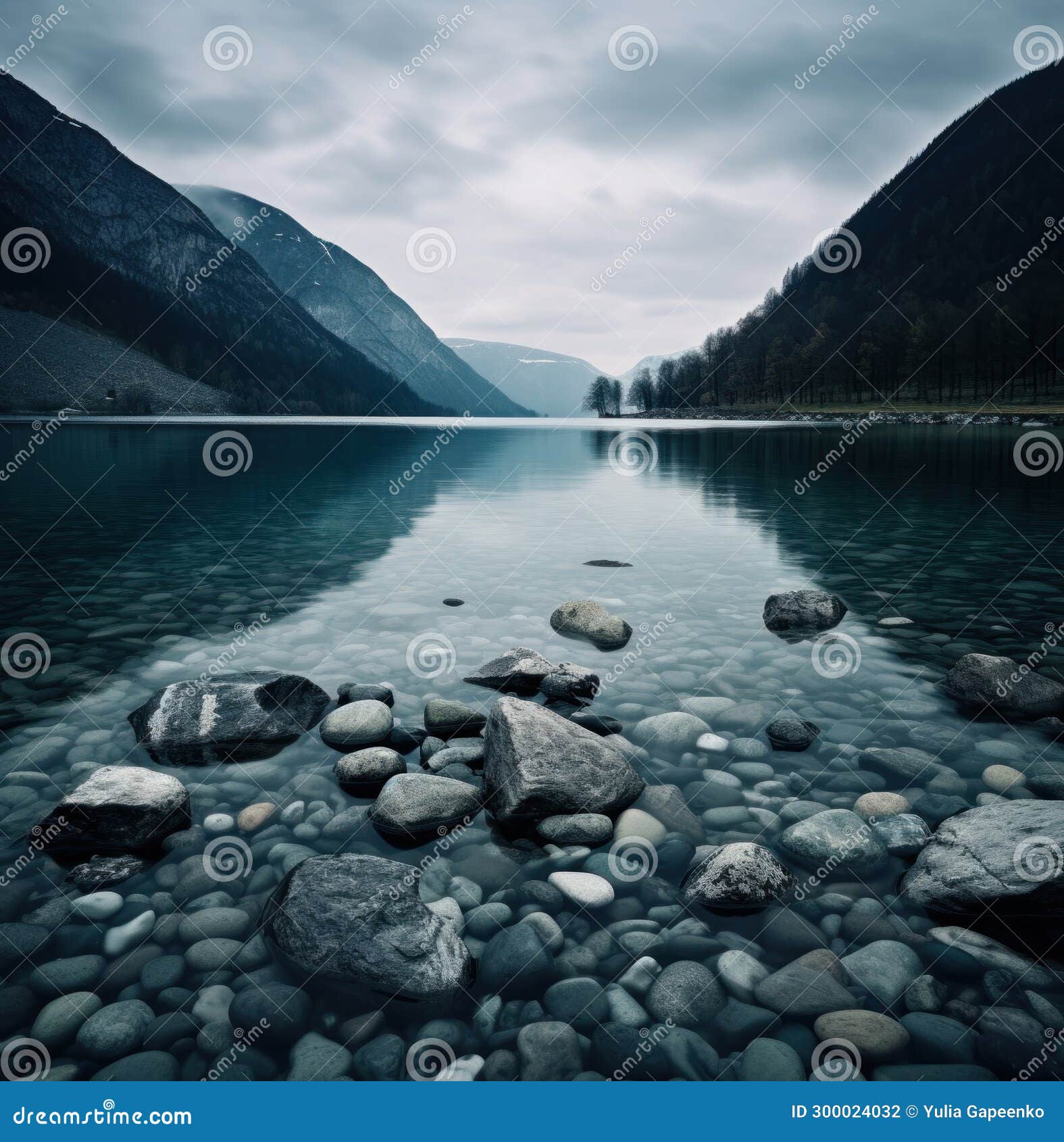 An Image of a Mountain Lake with Rocks and Pebbles in it, Stock Photo ...