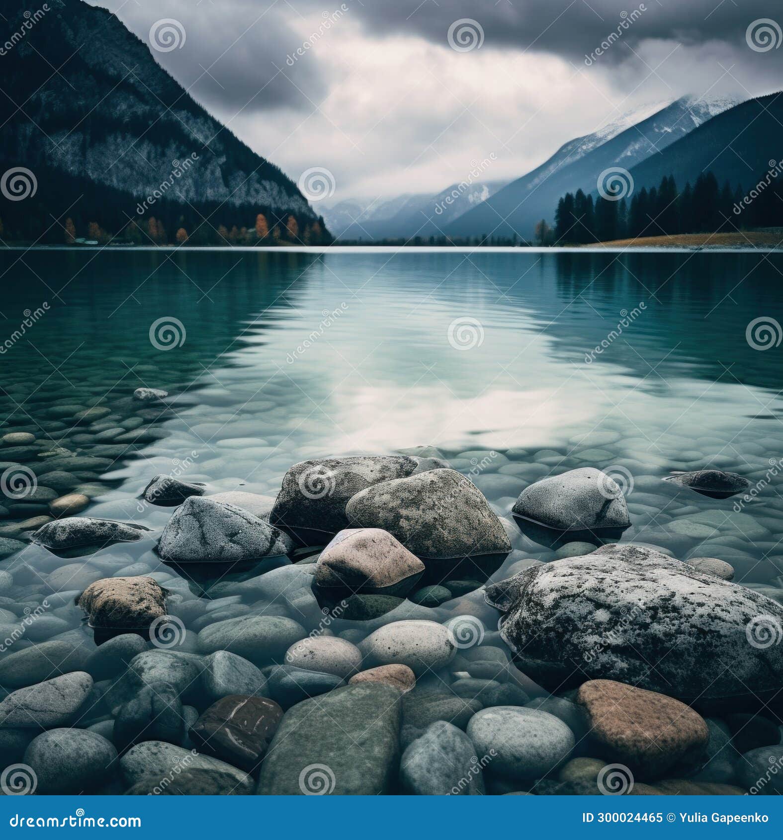 An Image of a Mountain Lake with Rocks and Pebbles in it, Stock Image ...