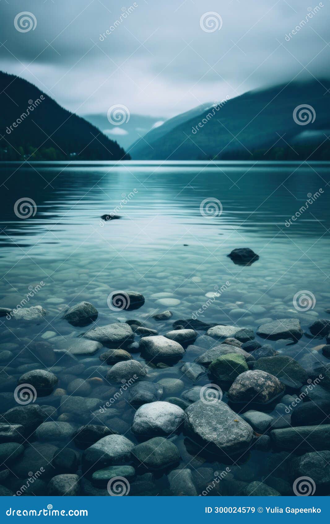 An Image of a Mountain Lake with Rocks and Pebbles in it, Stock Image ...