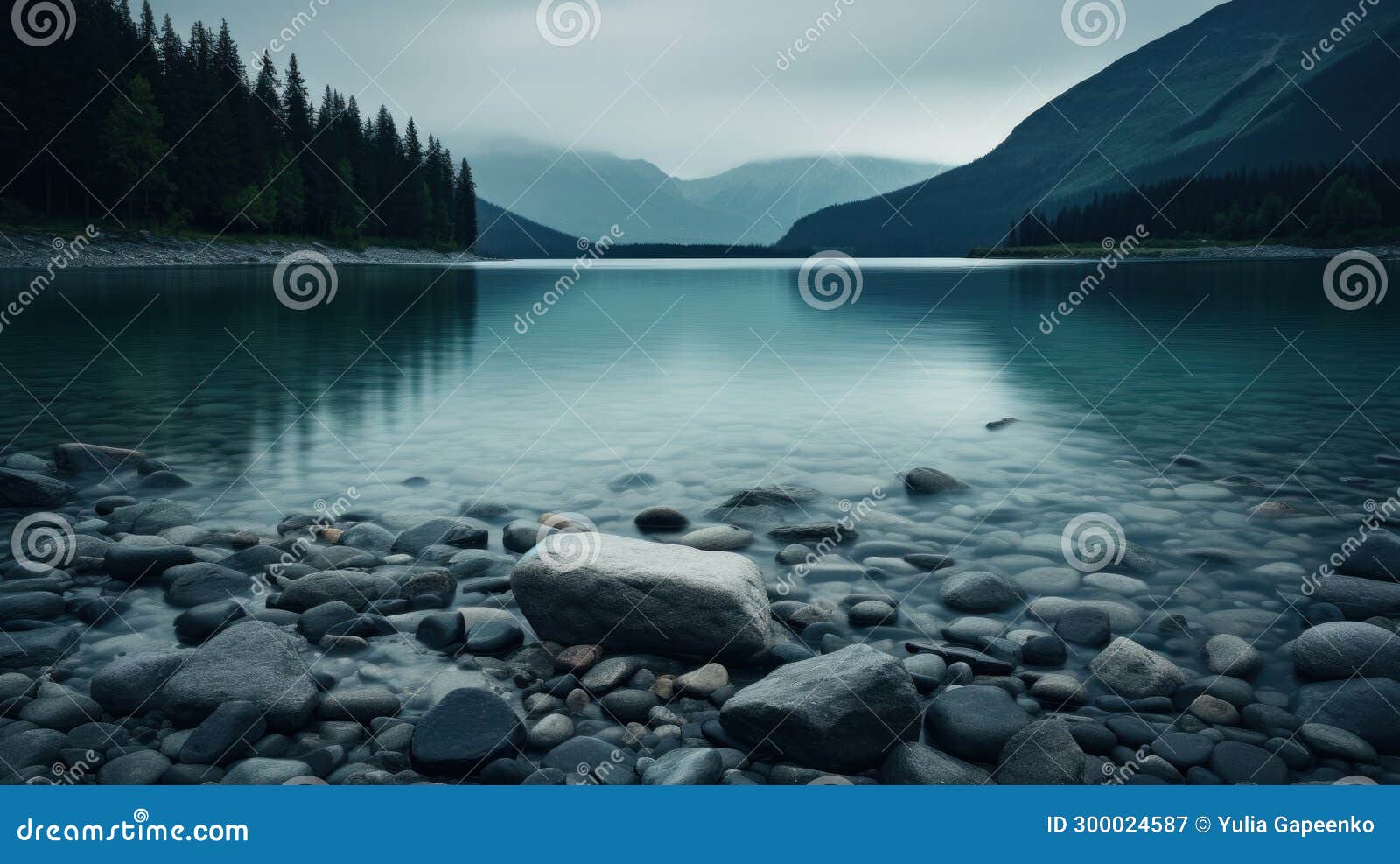 An Image of a Mountain Lake with Rocks and Pebbles in it, Stock Image ...