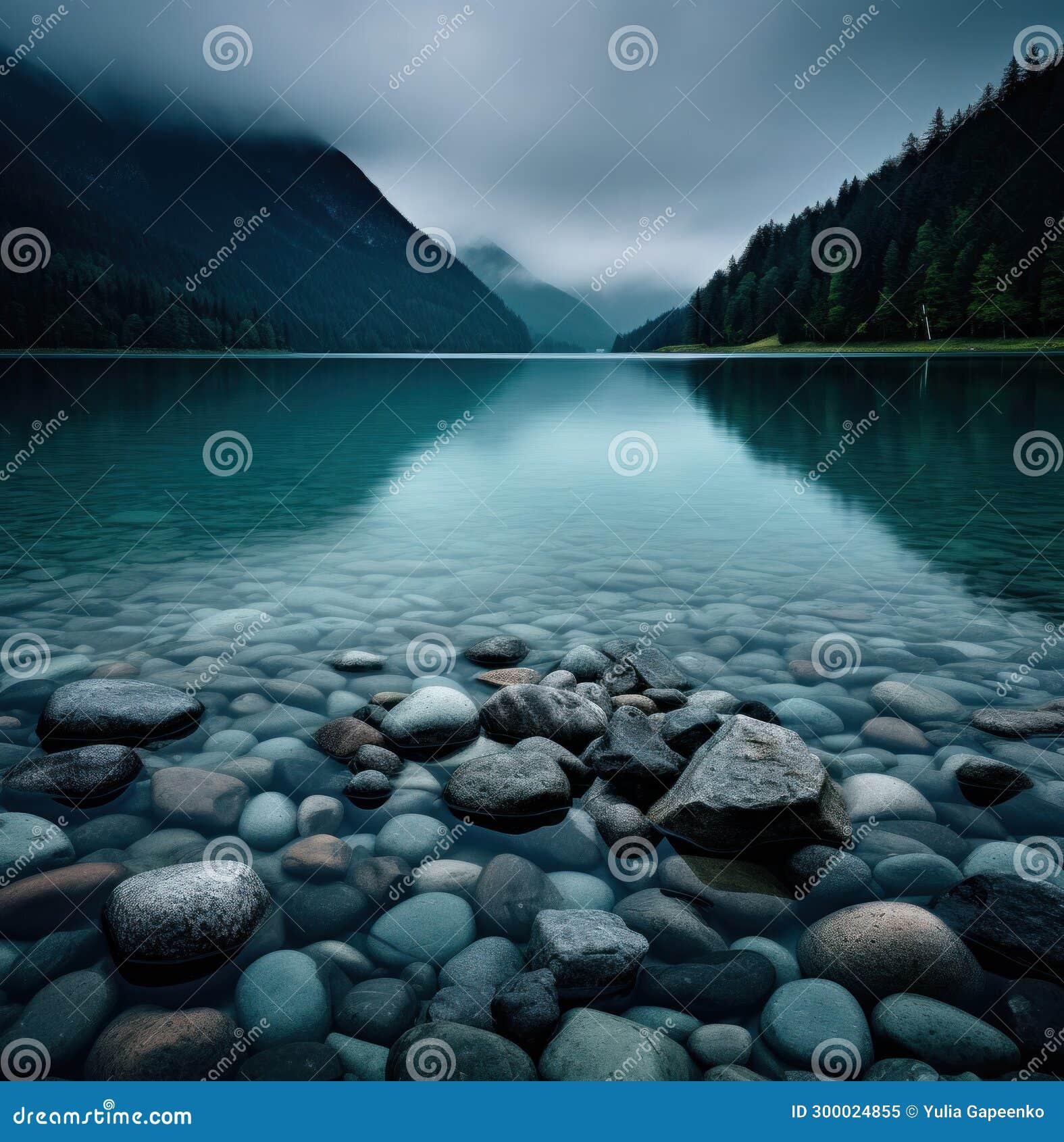 An Image of a Mountain Lake with Rocks and Pebbles in it, Stock Image ...