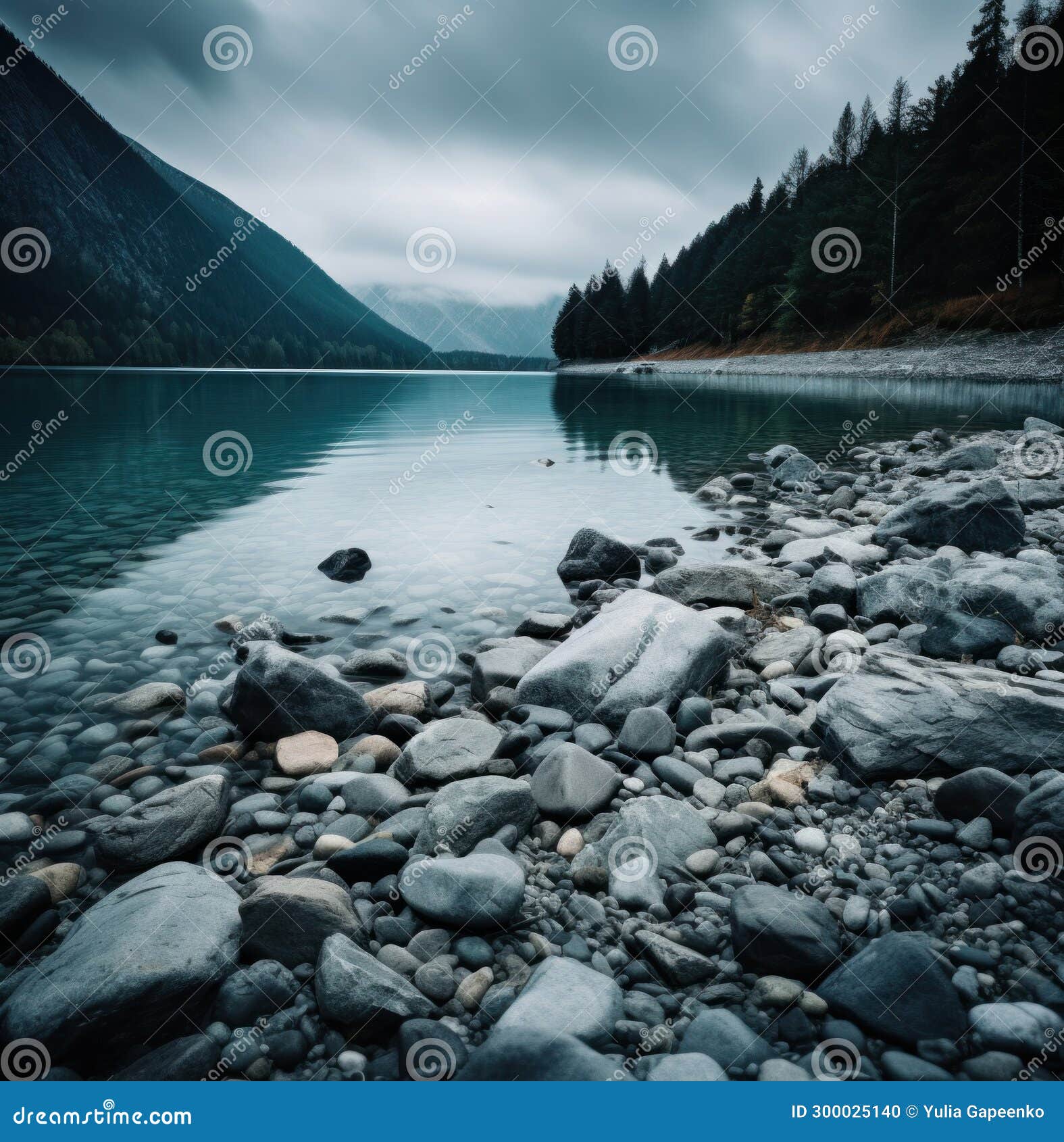 An Image of a Mountain Lake with Rocks and Pebbles in it, Stock Photo ...