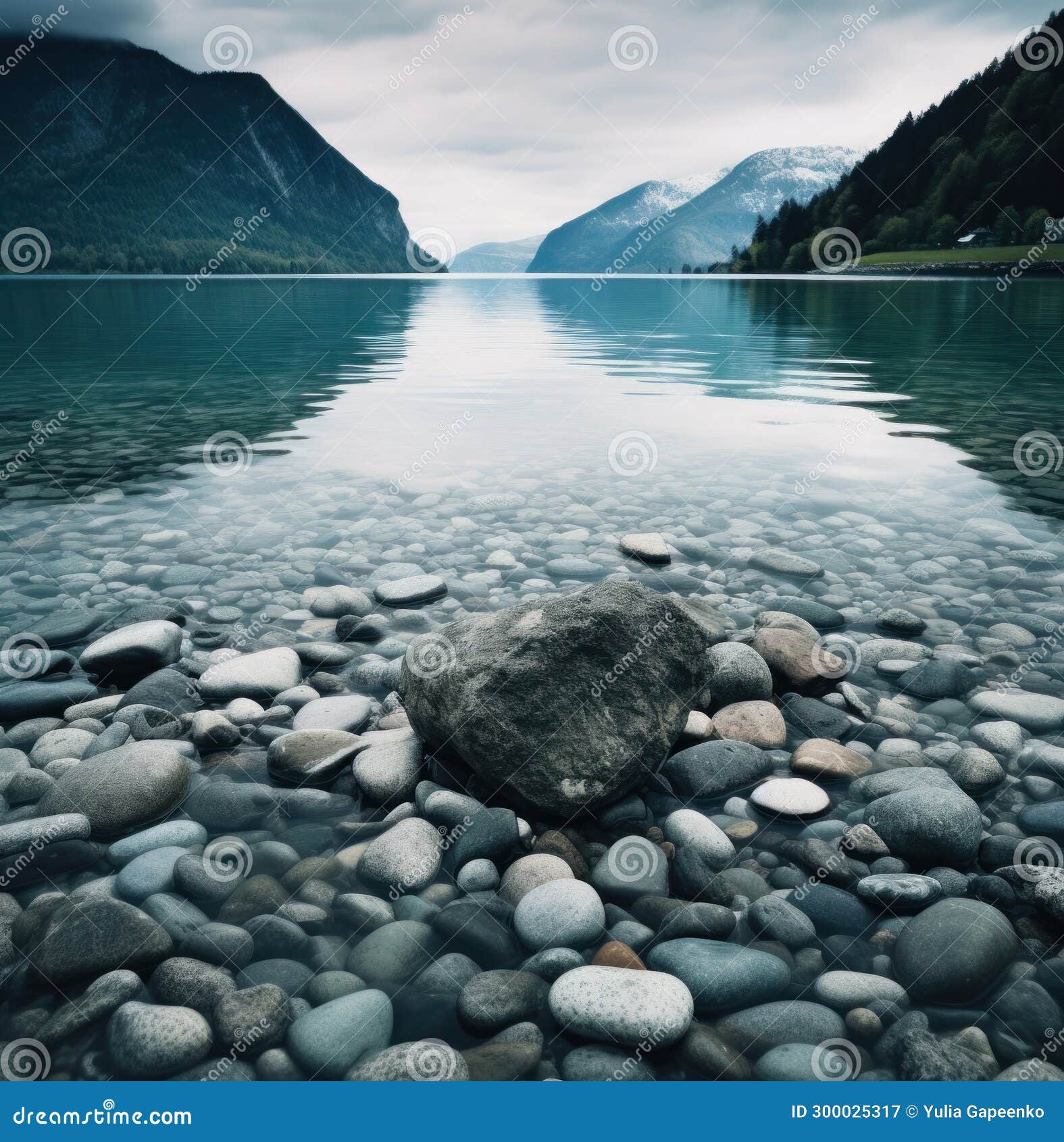 An Image of a Mountain Lake with Rocks and Pebbles in it, Stock Image ...