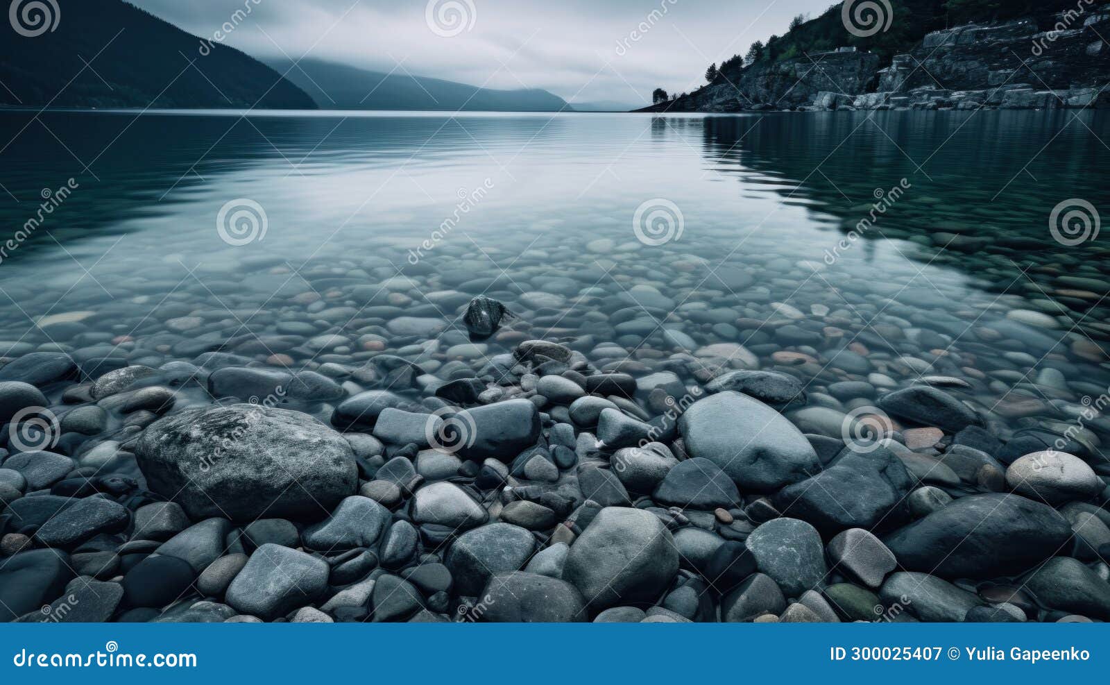 An Image of a Mountain Lake with Rocks and Pebbles in it, Stock Image ...