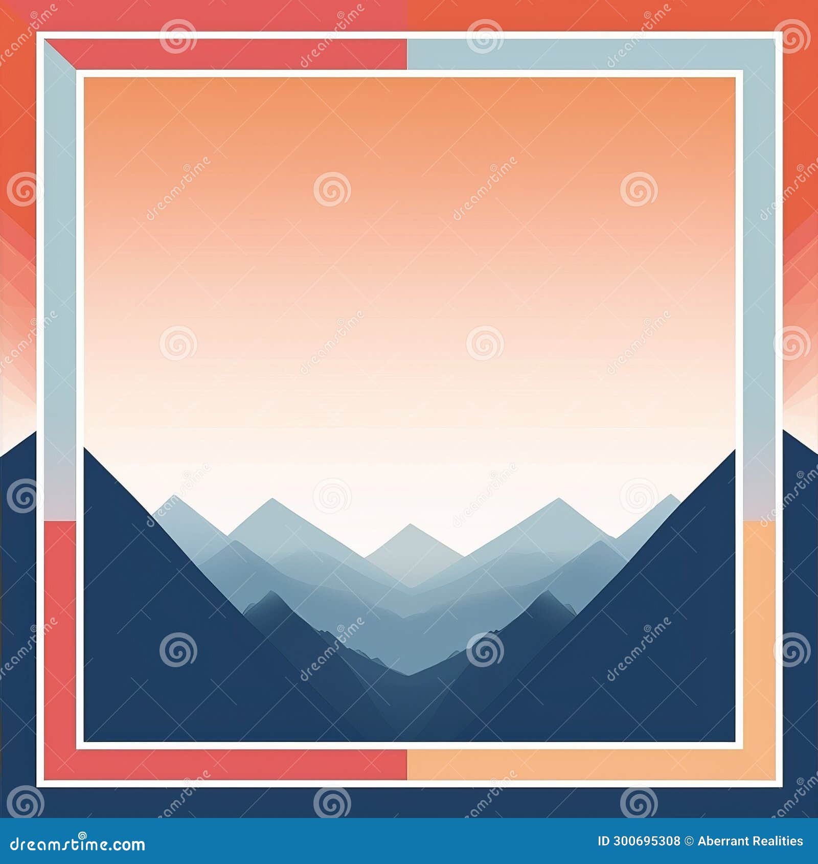 An Image of a Mountain Range with a Square Frame Stock Illustration ...