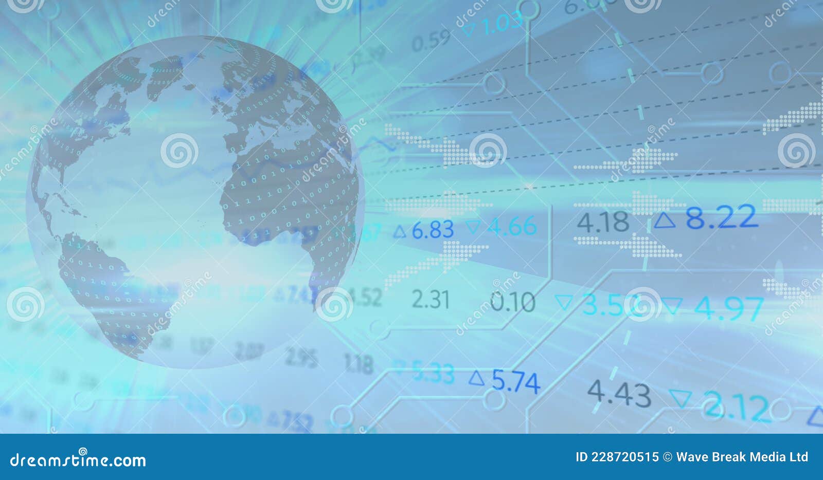 Image of Moving Data and Information with Graphs Over Globe Spinning ...