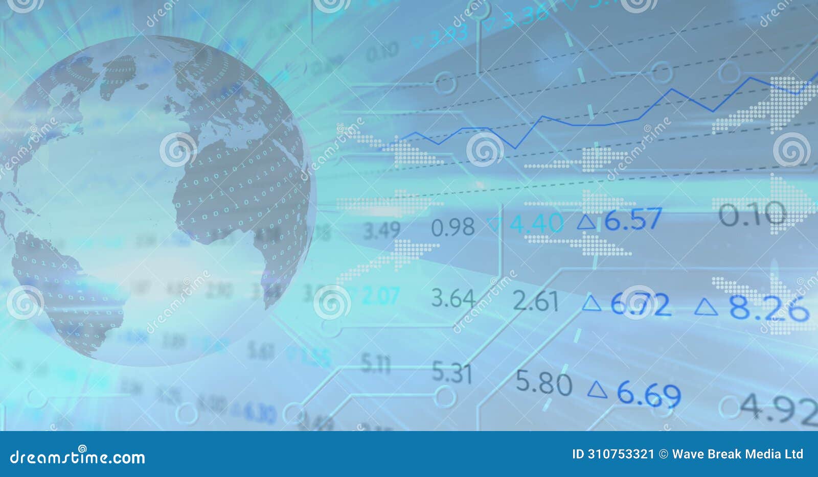 Image of Moving Data and Information with Graphs Over Globe Spinning ...