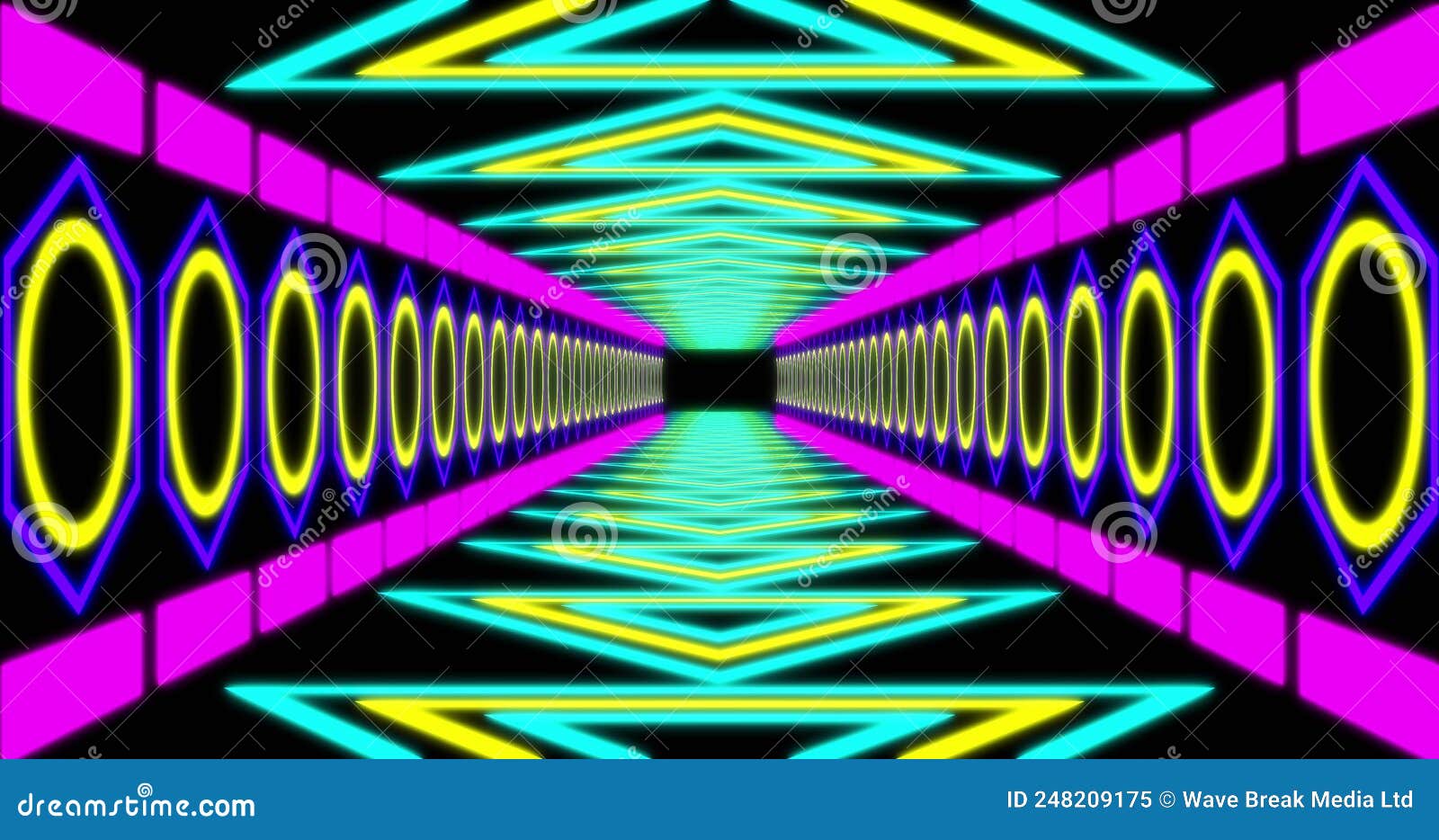 Image of Multi Coloured Neon Pattern Moving in Hypnotic Motion on ...