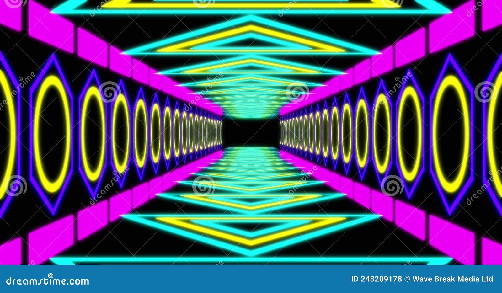 Image of Multi Coloured Neon Pattern Moving in Hypnotic Motion on ...