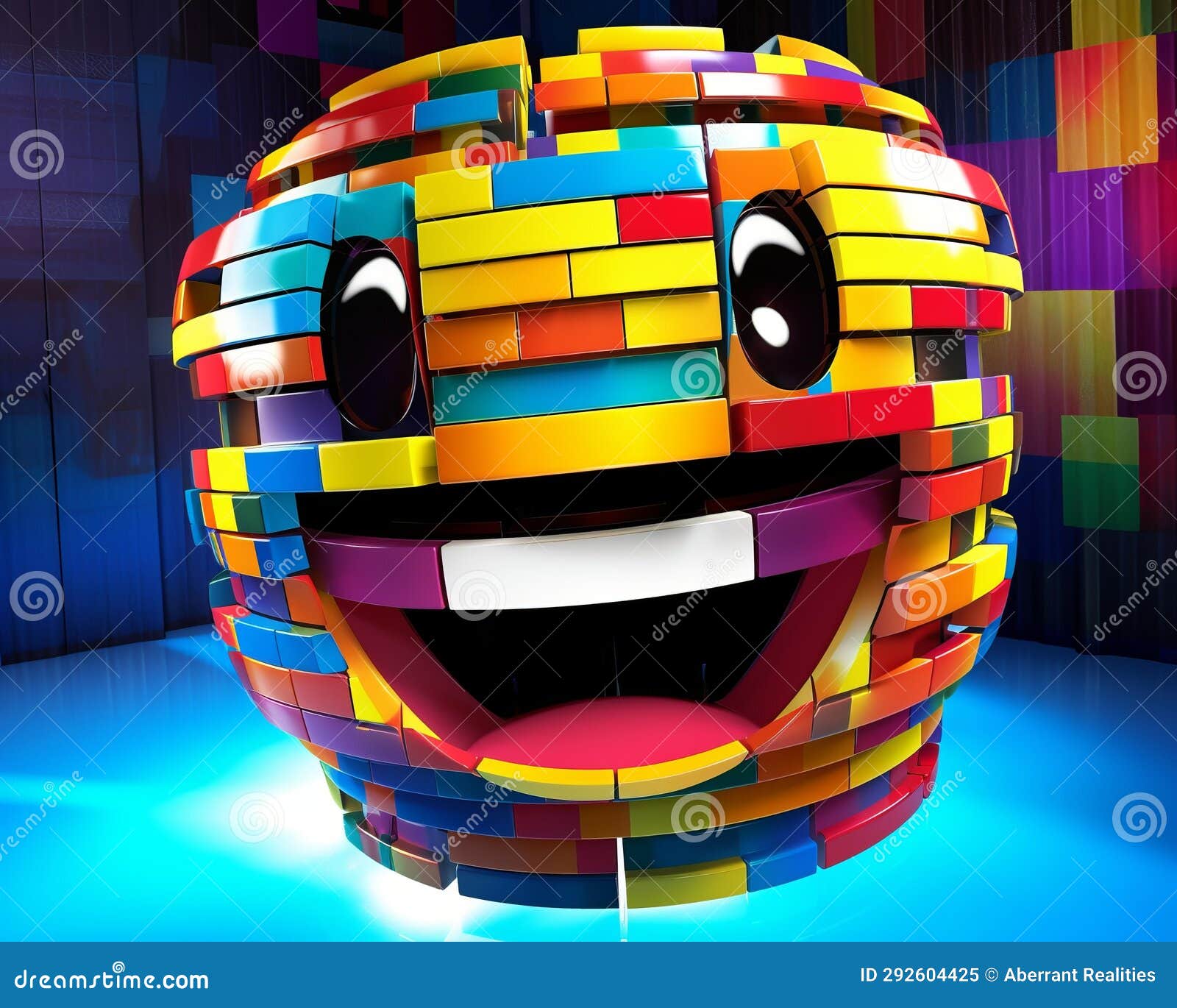 An Image of a Multicolored Brick Head with a Smiley Face Stock ...
