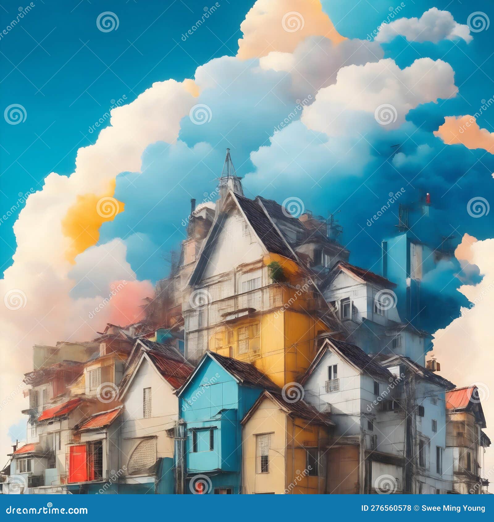 Image of the Multicolored Gigantic Scale Buildings Pile and Stack Up ...