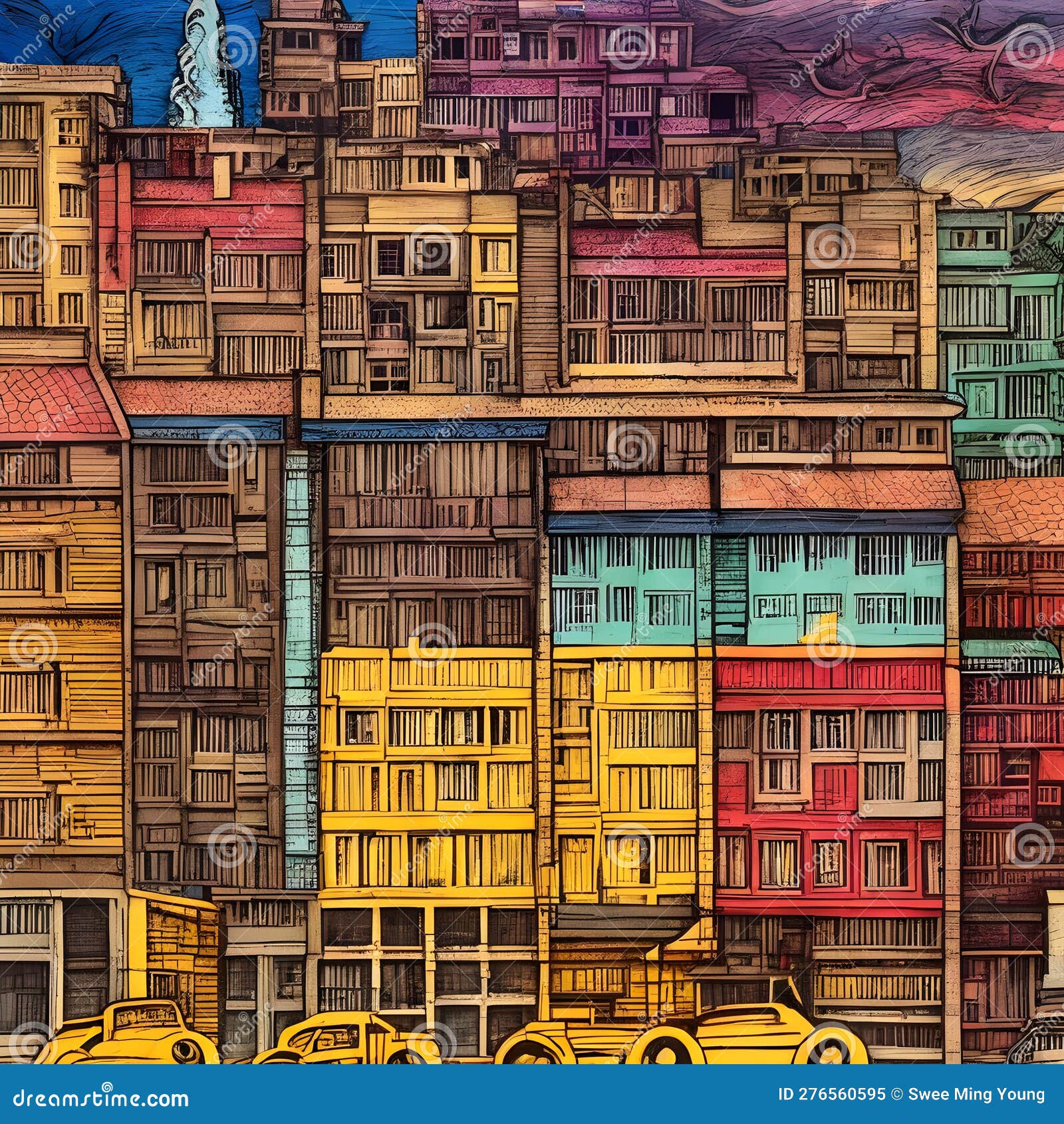 Image of the Multicolored Gigantic Scale Buildings Pile and Stack Up ...