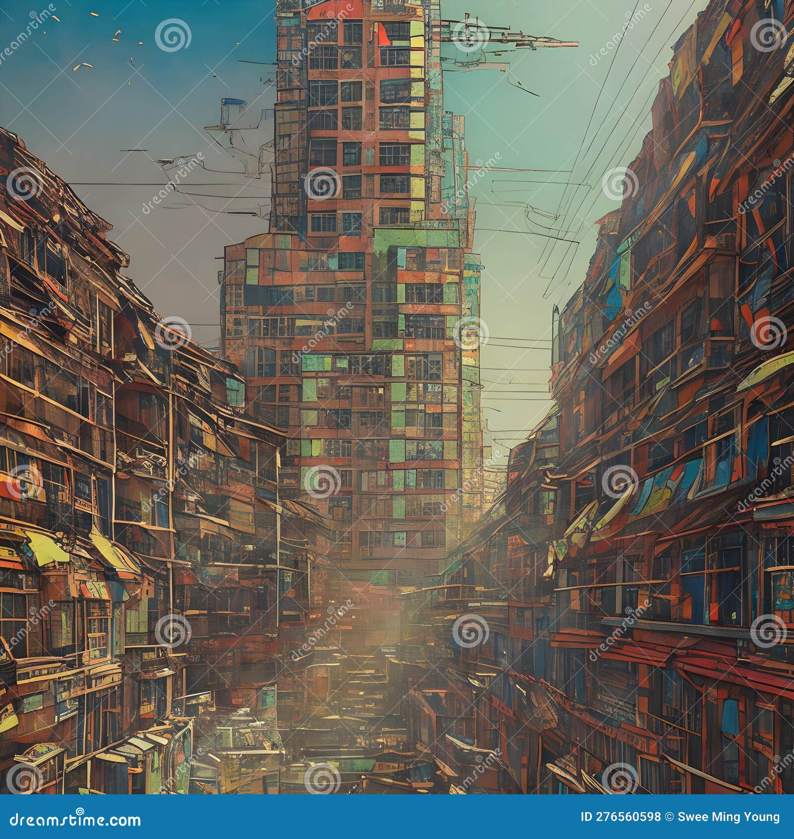 Image of the Multicolored Gigantic Scale Buildings Pile and Stack Up ...